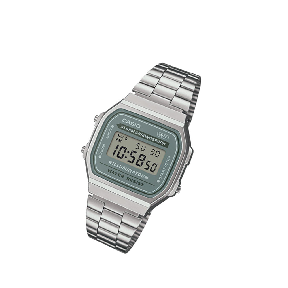 Casio A168WA-3AYDF Vintage Digital Silver Stainless Steel Strap Watch ...