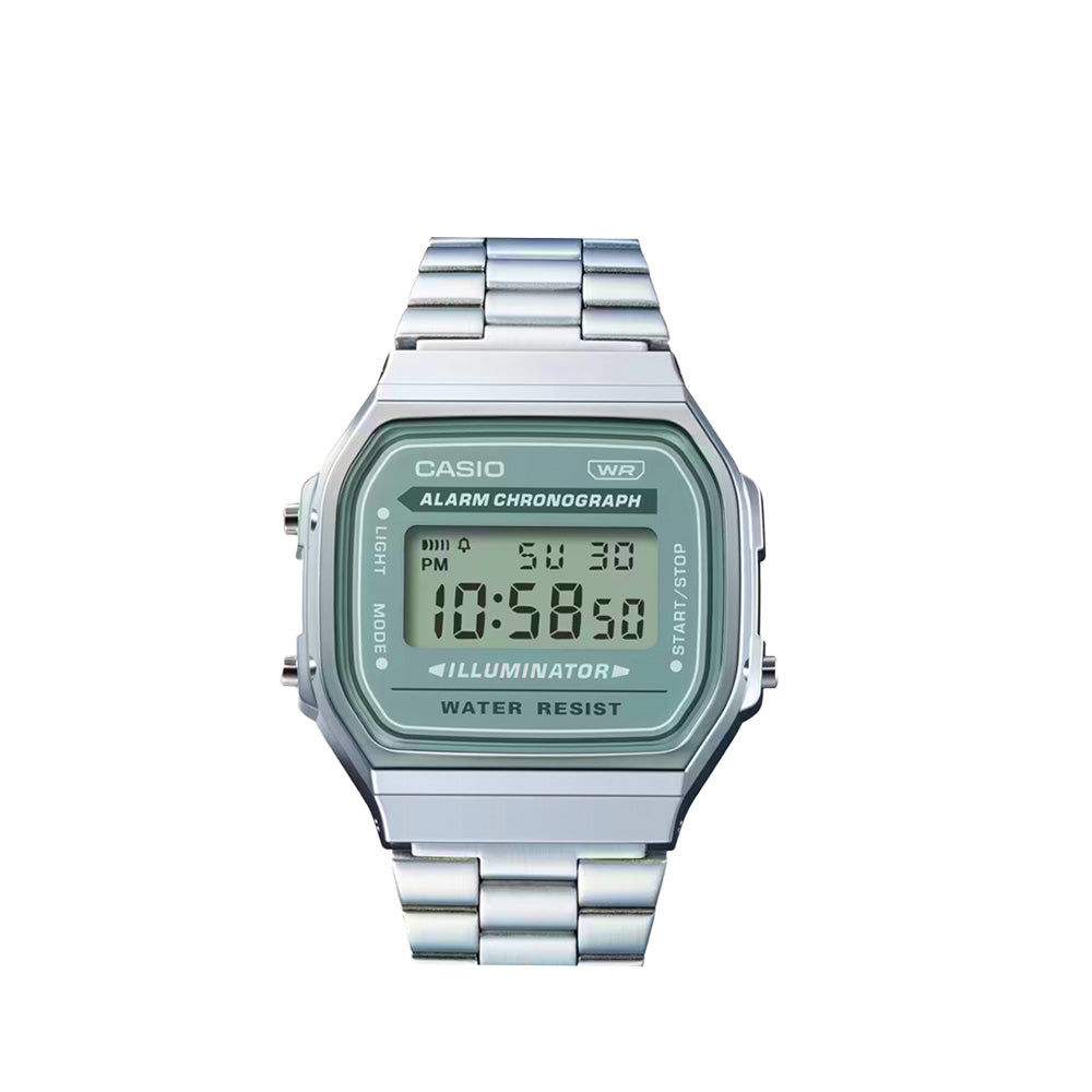 Casio A168WA-3AYDF Vintage Digital Silver Stainless Steel Strap Watch ...