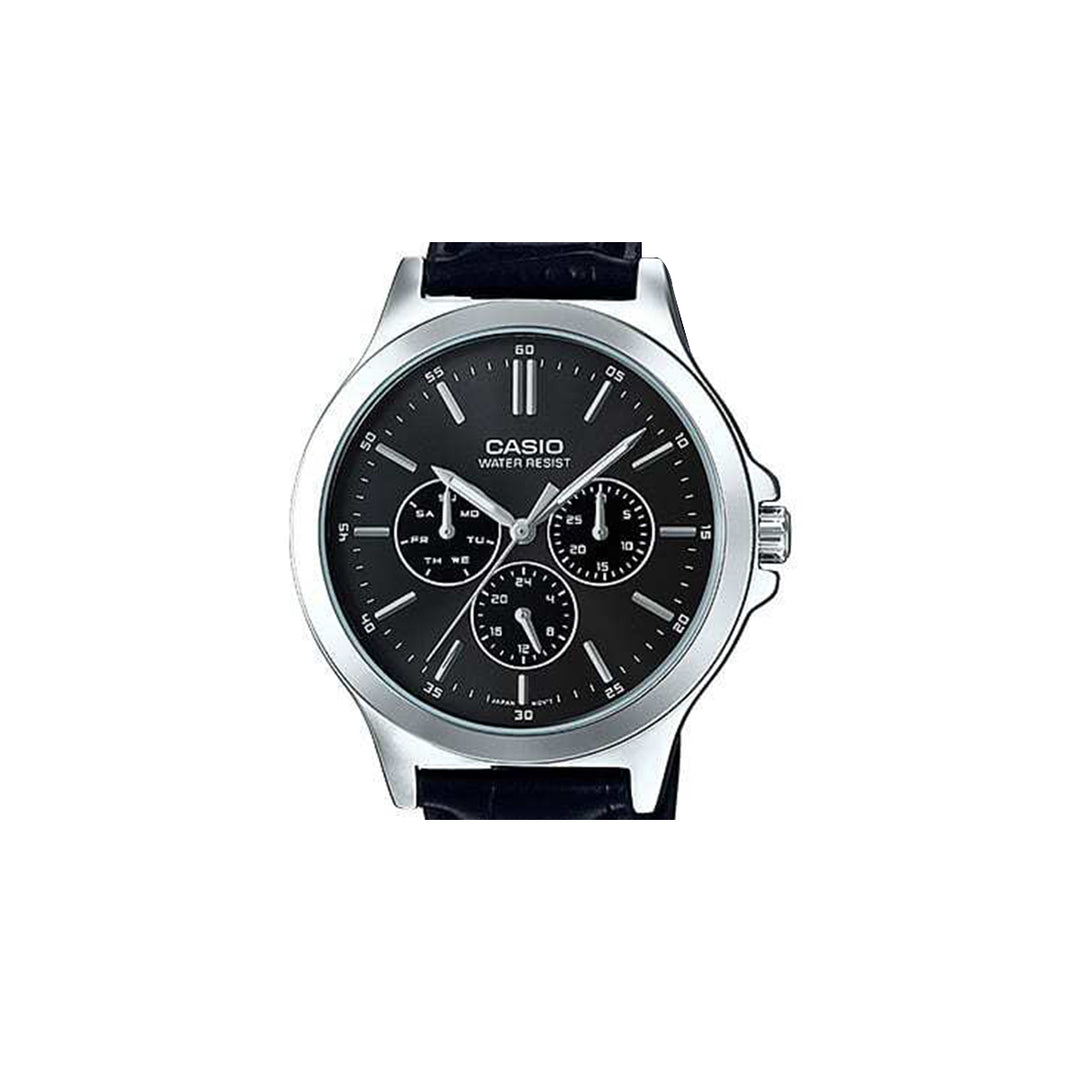 Casio MTP-V300L-1AUDF Standard Analog Black Leather Strap Watch For Me ...