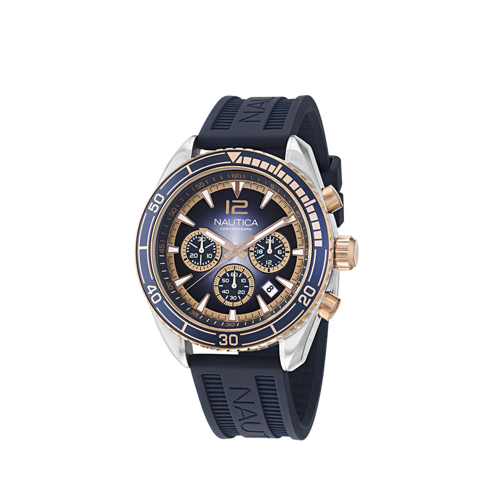 Nautica NAPKBF301 Key Biscane Vintage Chronograph Blue Silicone Strap ...