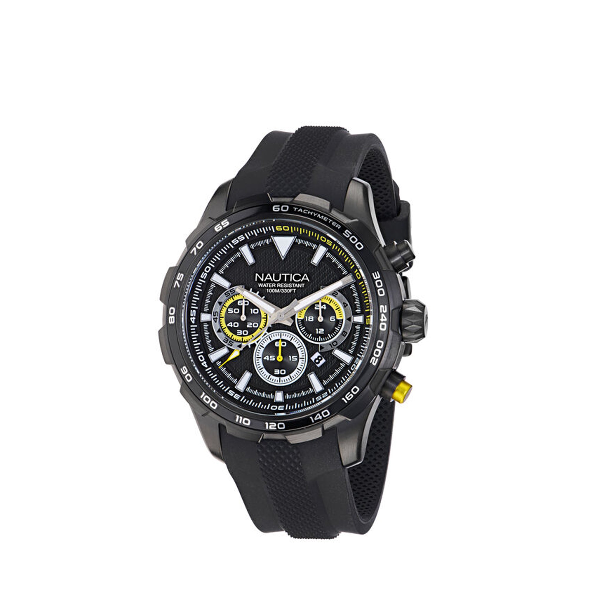 Nautica NAPNSF306 NST Chronograph Black Silicone Strap Watch For Men ...