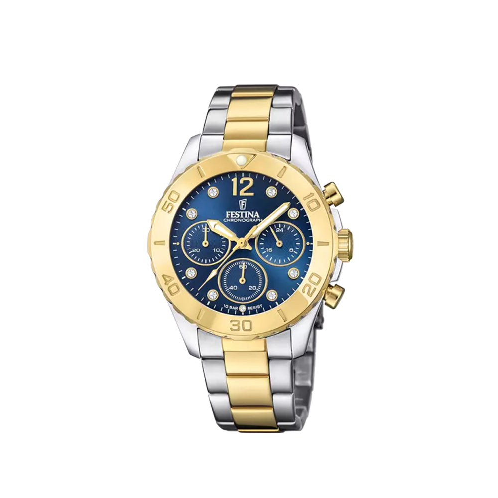Festina F20604/3 Chronograph Two Tone Stainless Steel Strap Watch For ...